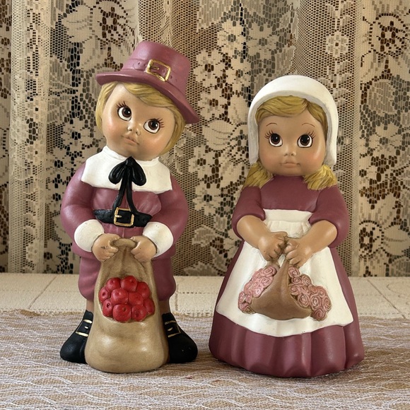 Vintage | Holiday | Vintage Ceramic Pilgrim Boy And Girl Thanksgiving ...